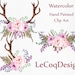 Antlers Watercolor Clipart: wedding CLIP Art Bouquets Clipart Diy ...