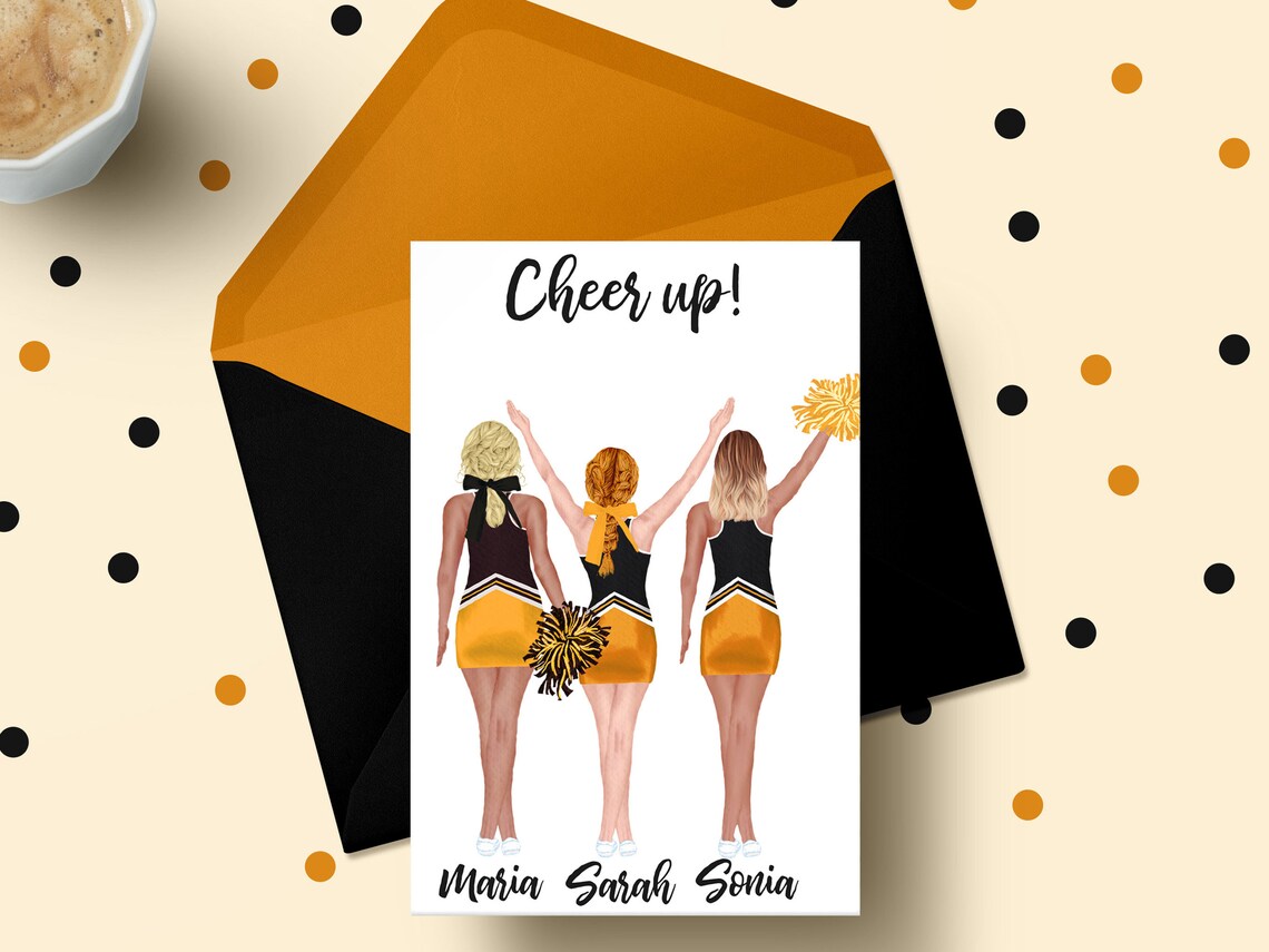 Cheerleaders Clipart: girls Clipart Black Orange - Etsy