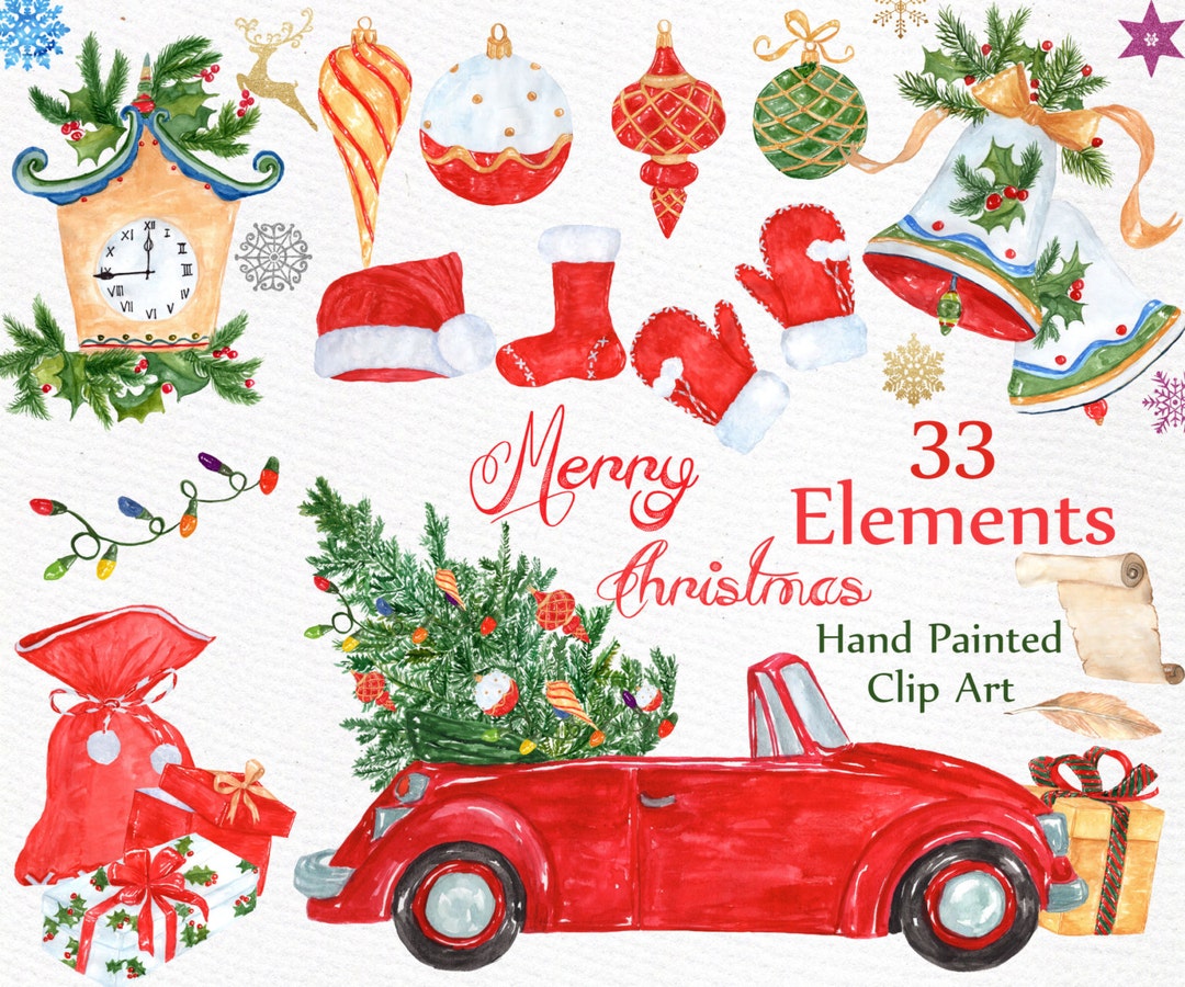 Watercolor Christmas Clipart: "christmas CLIP Art" Holiday Clipart ...