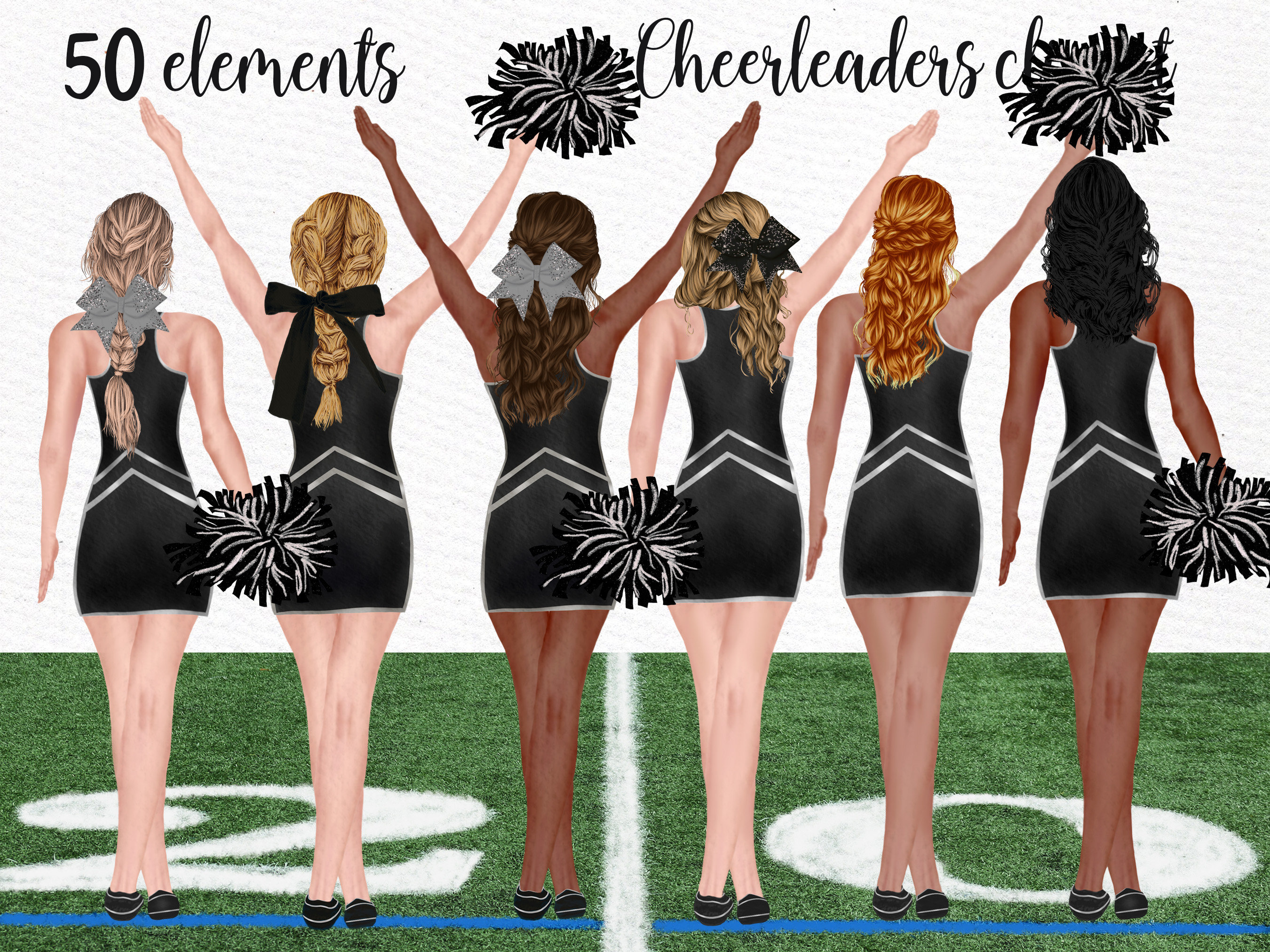 Cheerleaders Clipart: girls Clipart Watercolor - Etsy