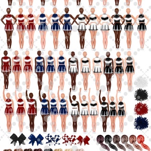 Cheerleaders Bundle Clipart: "sports GIRL Clipart" Watercolor Girls ...