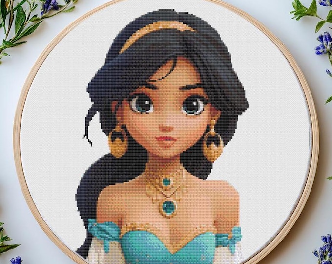 Princess Jasmine Silhouette Cross Stitch Pattern | Embroidery Pattern ...