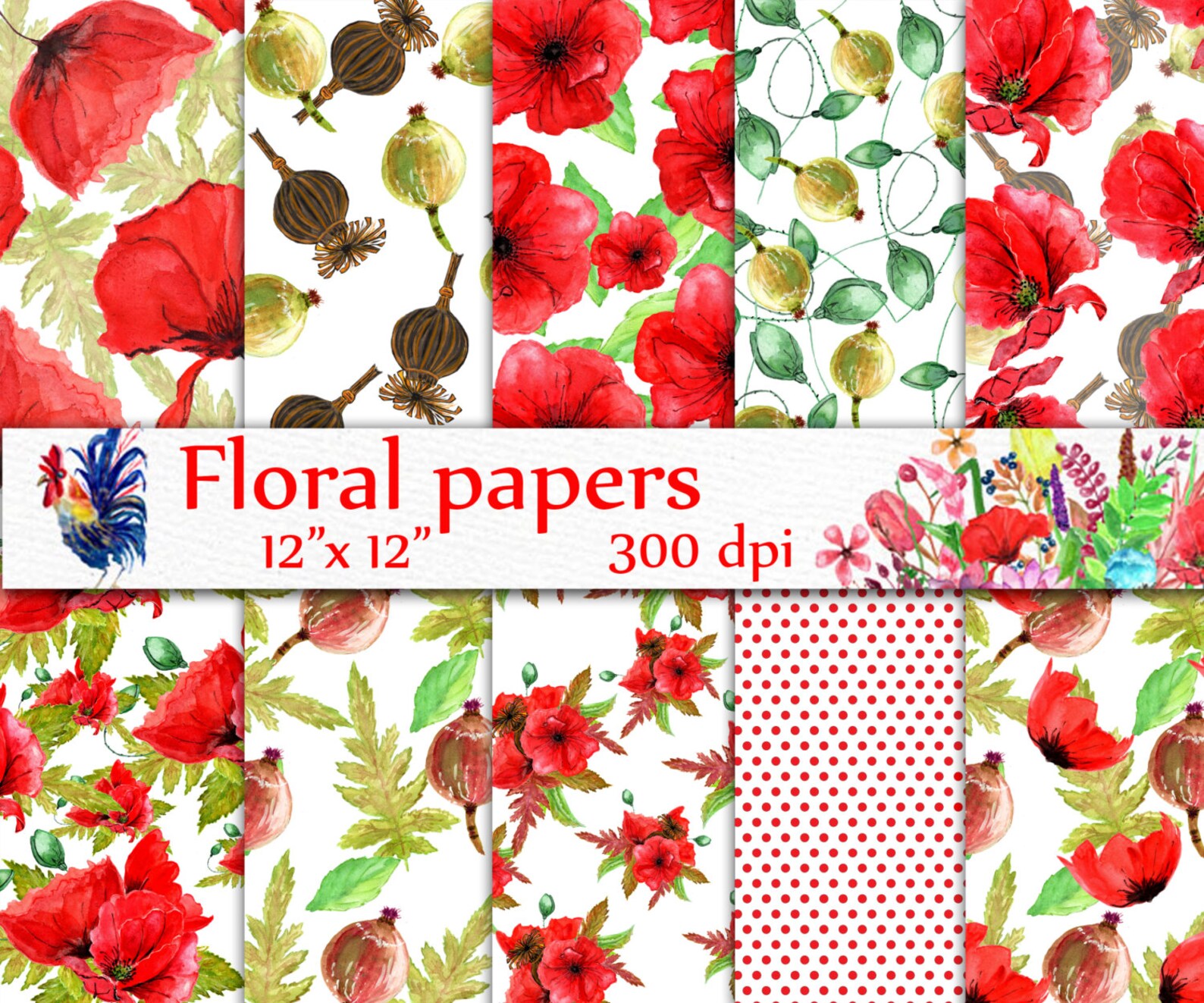 Watercolor Floral Paper: floral DIGITAL Paper - Etsy