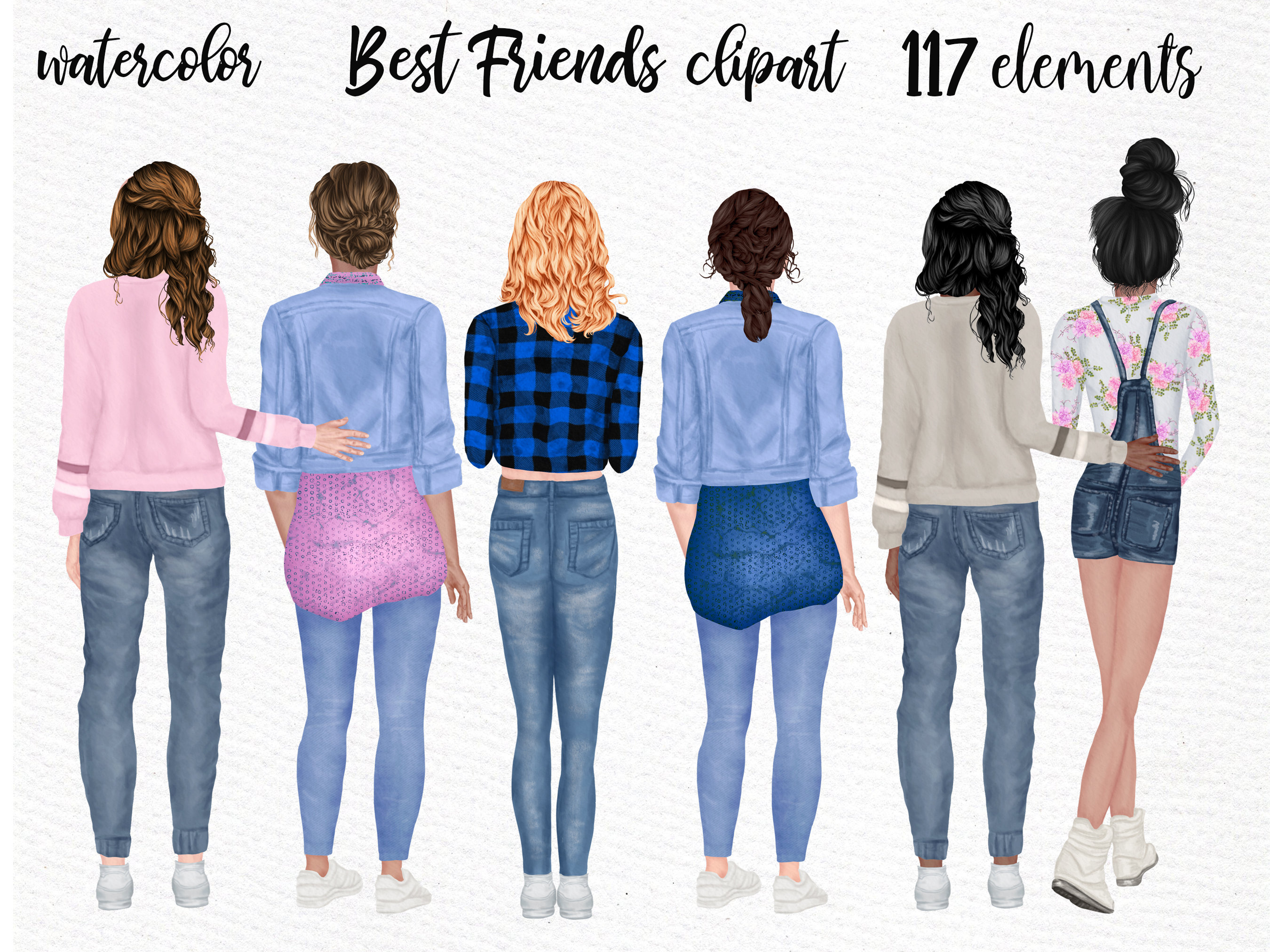 Girls Clipart: best FRIEND Clipart Customizable | Etsy