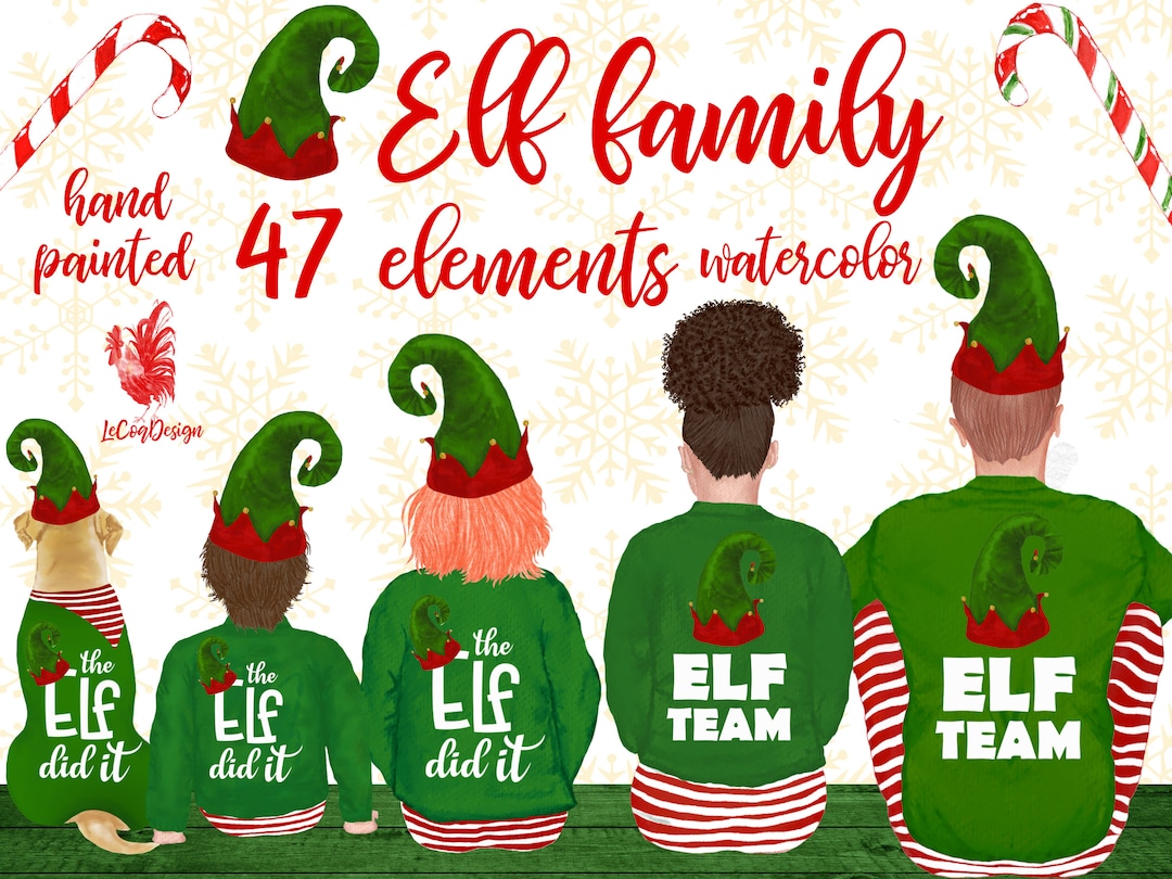Christmas Family Clipart: family Clipart Elf - Etsy
