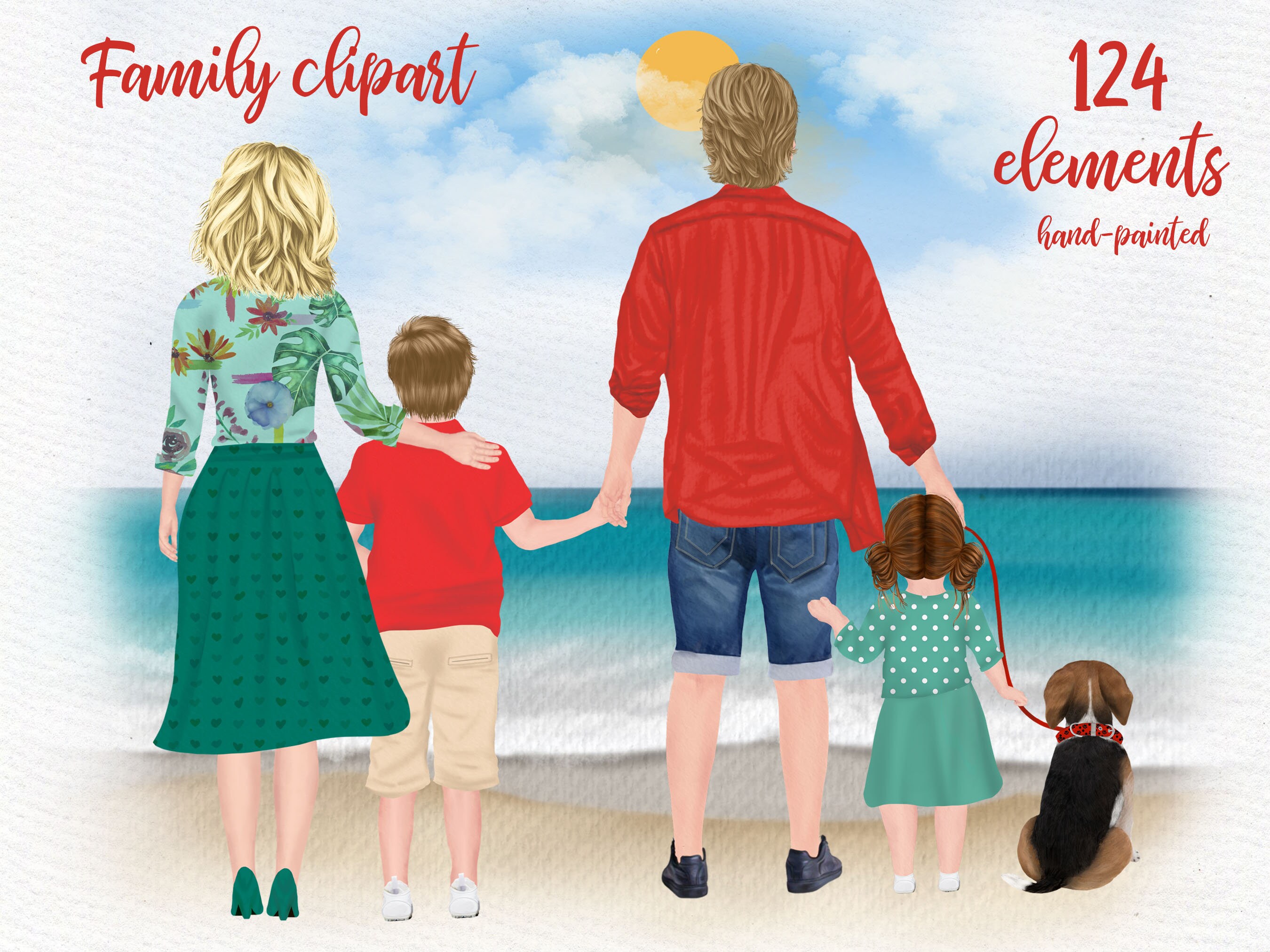 Family Clipart: summer FAMILY Clipart Family With - Etsy
