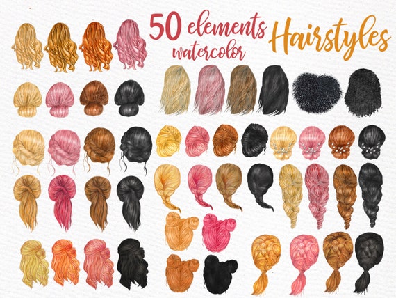 Hairstyles clipart: GIRLS CLIPART Custom | Etsy