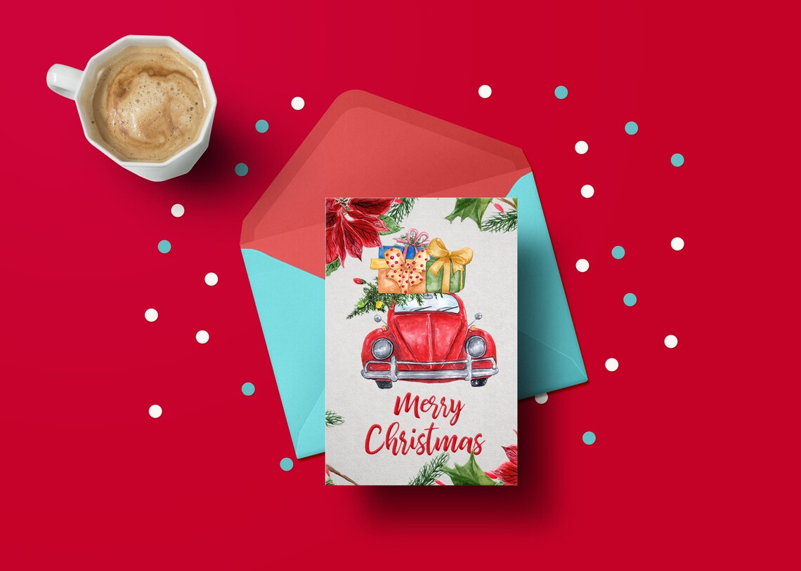 Watercolor Christmas Cars clipart: CHRISTMAS | Etsy