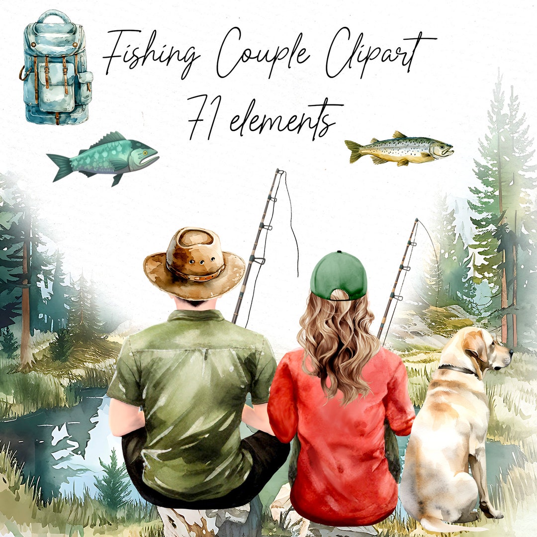 Fishing Clipart: "fishing COUPLES Clipart" Fishing Family Lake ...
