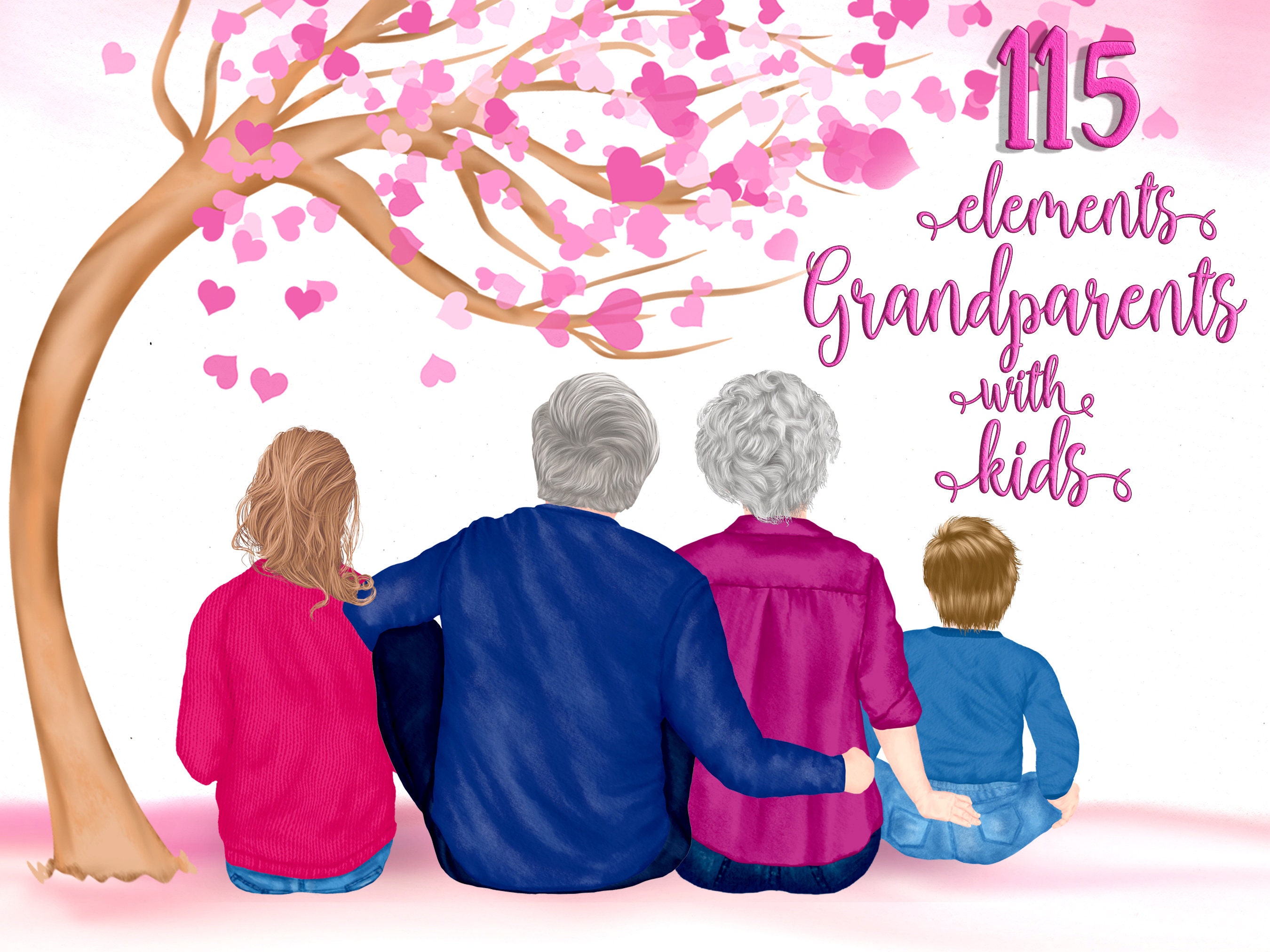 Grandparents Clipart: grandparents AND Kids Oldman - Etsy