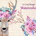 Watercolor Wedding Flowers Clip Art: "wreath Clipart" Floral Deer Diy ...