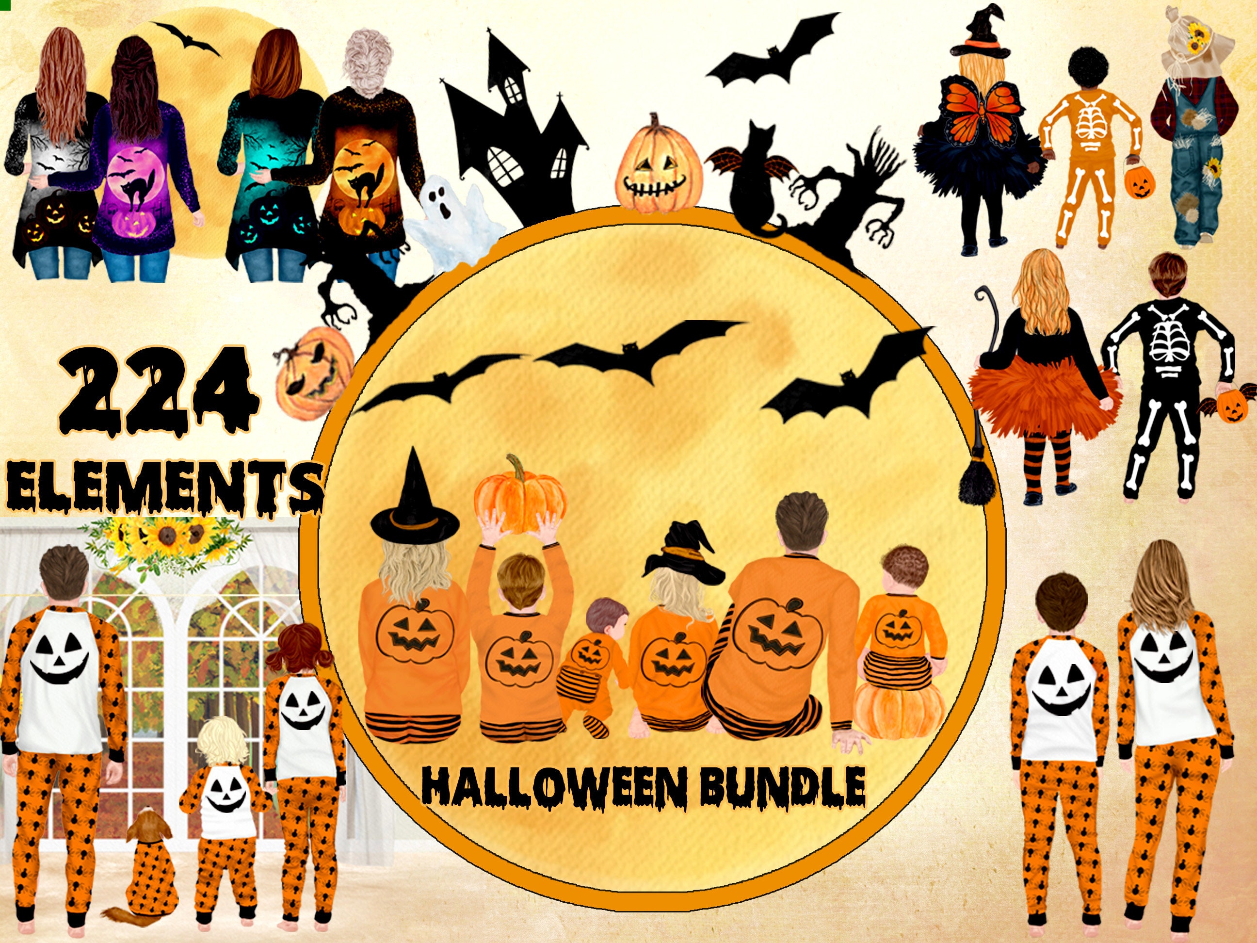 Halloween Clipart: halloween BUNDLE Clipart Family - Etsy