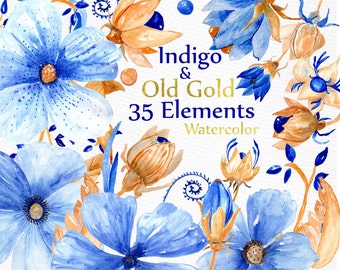 Blue Flower Clipart - Etsy