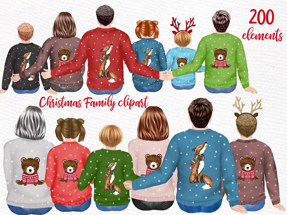 Christmas Family Clipart: christmas BUNDLE Clipart - Etsy