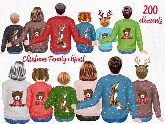 Christmas Family Clipart: christmas BUNDLE Clipart - Etsy