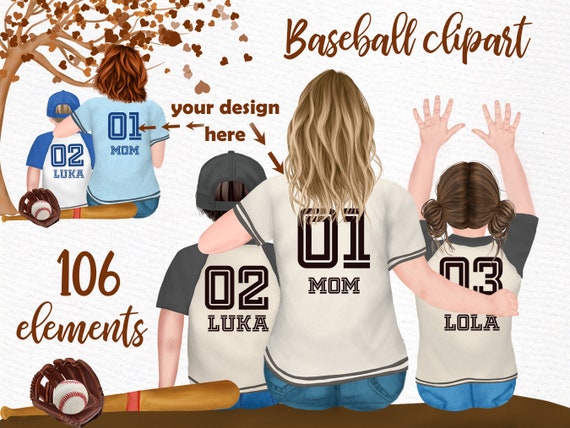 Family Playing Baseball Clipart