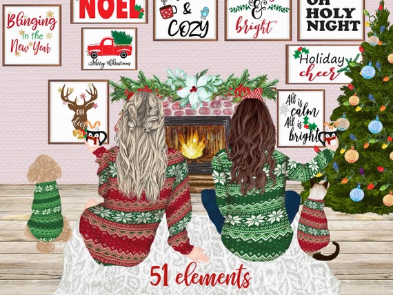 Christmas Girls Clipart: BEST FRIEND CLIPART - Etsy España