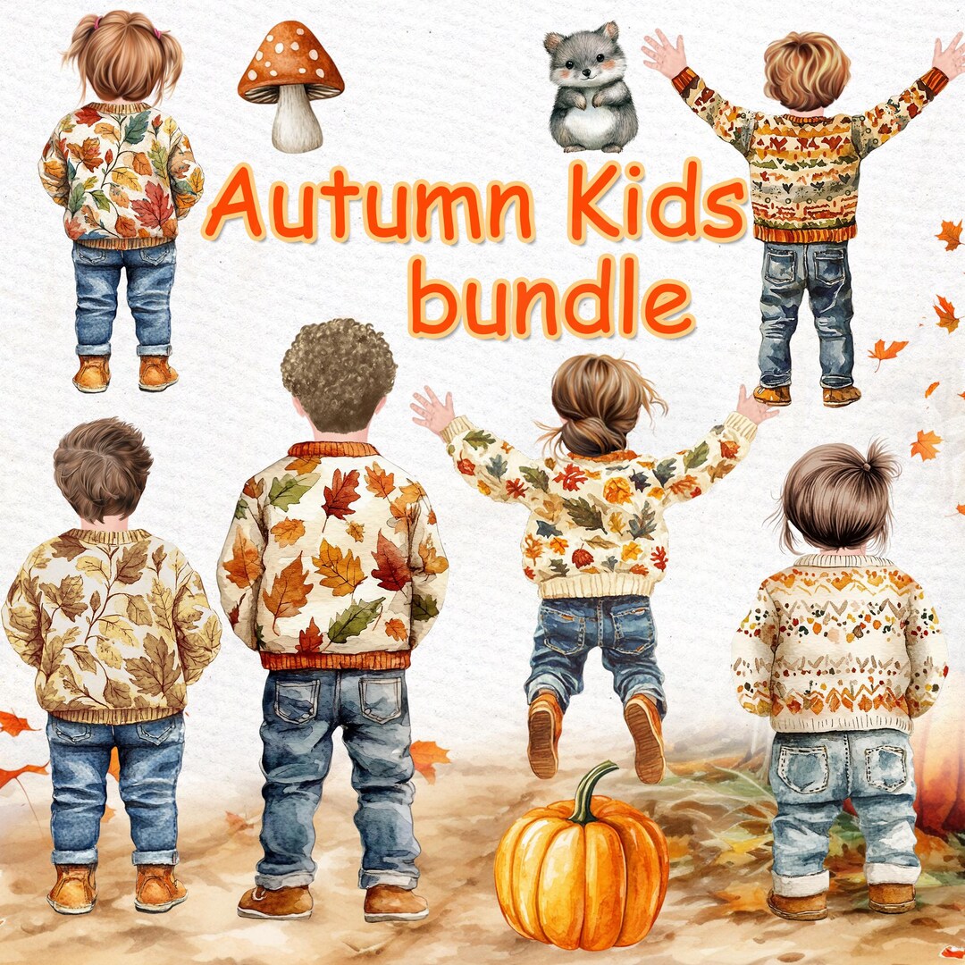 Big Family Clipart Bundle: "autumn KIDS Clipart" Fall Clipart Hello ...