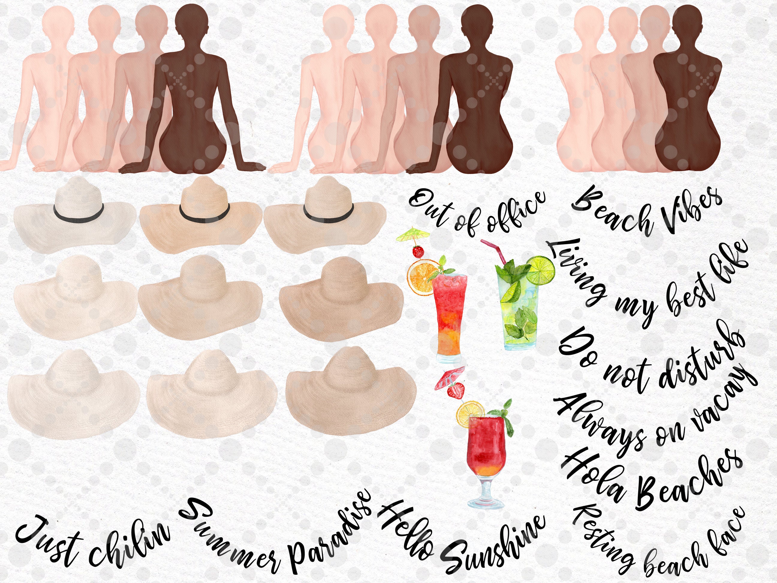 Summer Girls Clipart: beach GIRLS Clipart Best - Etsy
