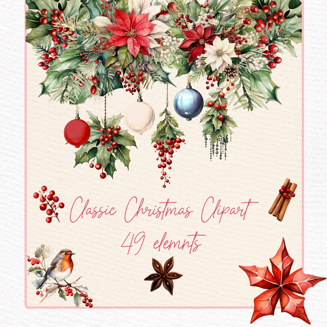 Christmas Clipart Bundle: "watercolor CHRISTMAS Clipart" Christmas ...