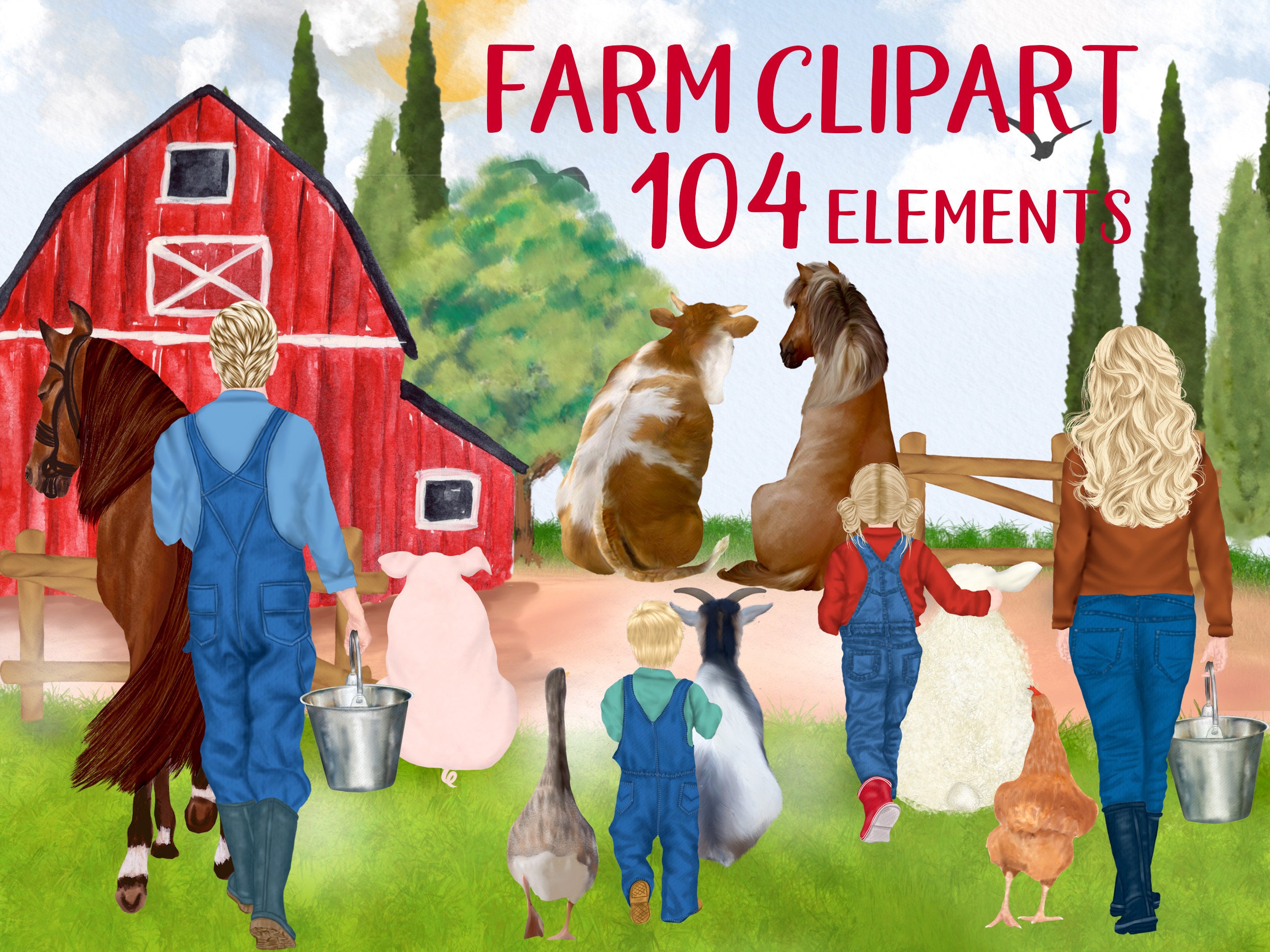 Farm Family Clipart: farm ANIMALS Clipart Farm - Etsy Canada