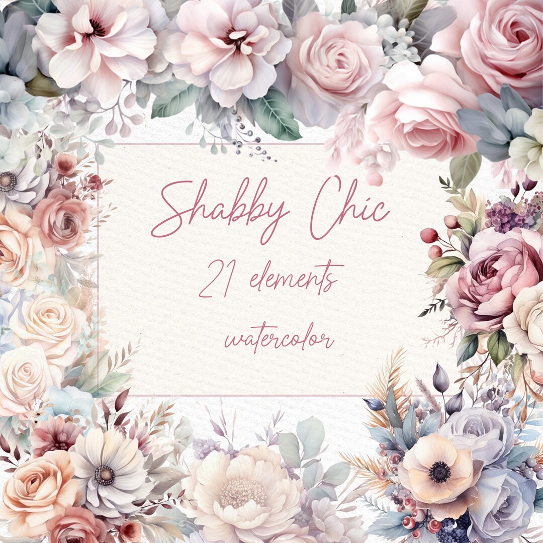 Pastel Color Flowers Clipart: "watercolor BLUSH Flowers" Dusty Pink ...