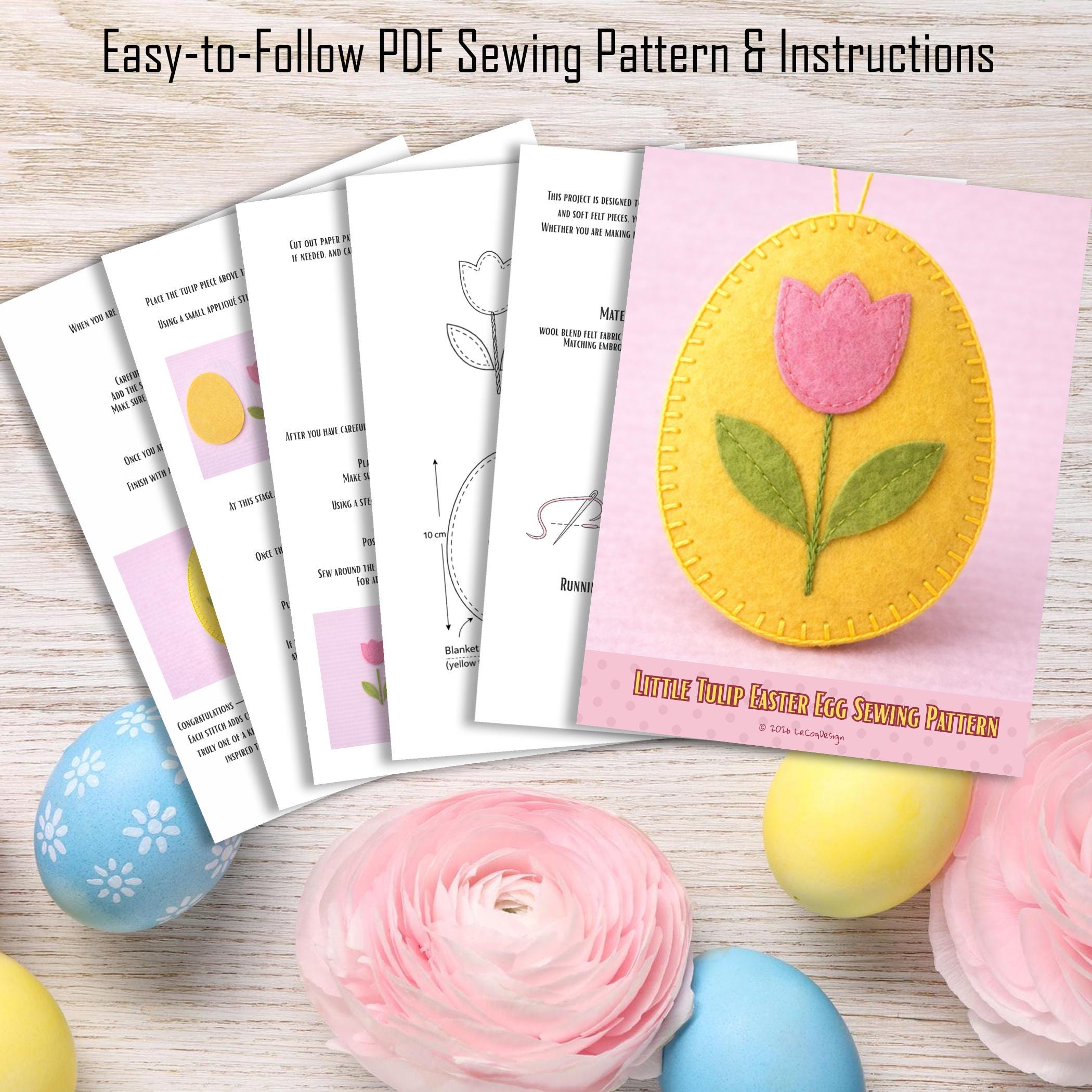 Felt Easter Egg PDF Sewing Pattern, Flower Easter Eggs Ornaments, Felt ...