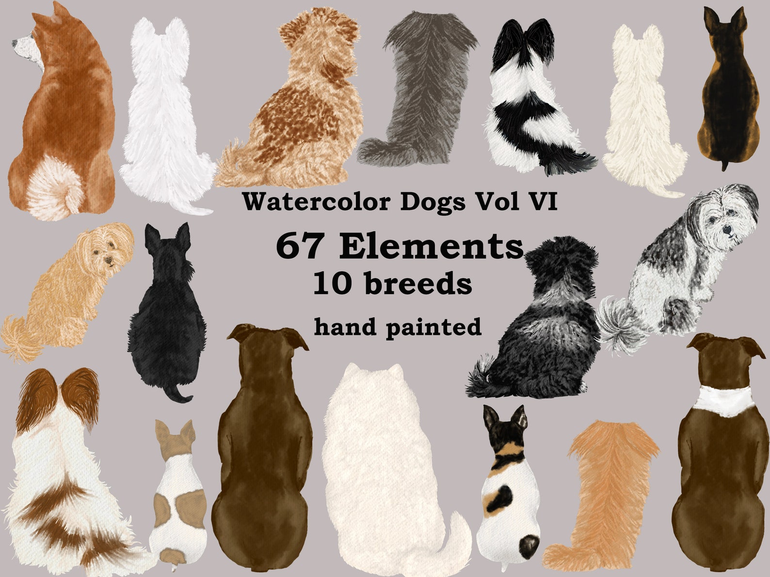 Dog Clipart: watercolor Dogs Dog Breeds Pet - Etsy