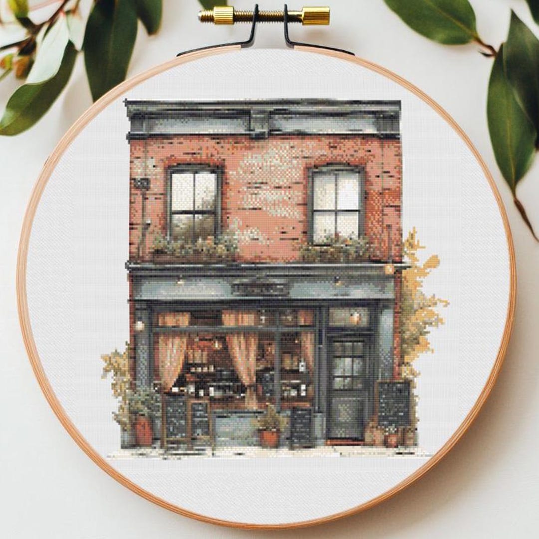 Vintage Coffee Shop Cross Stitch Pattern: Cozy Cafe Design (PDF) - Etsy