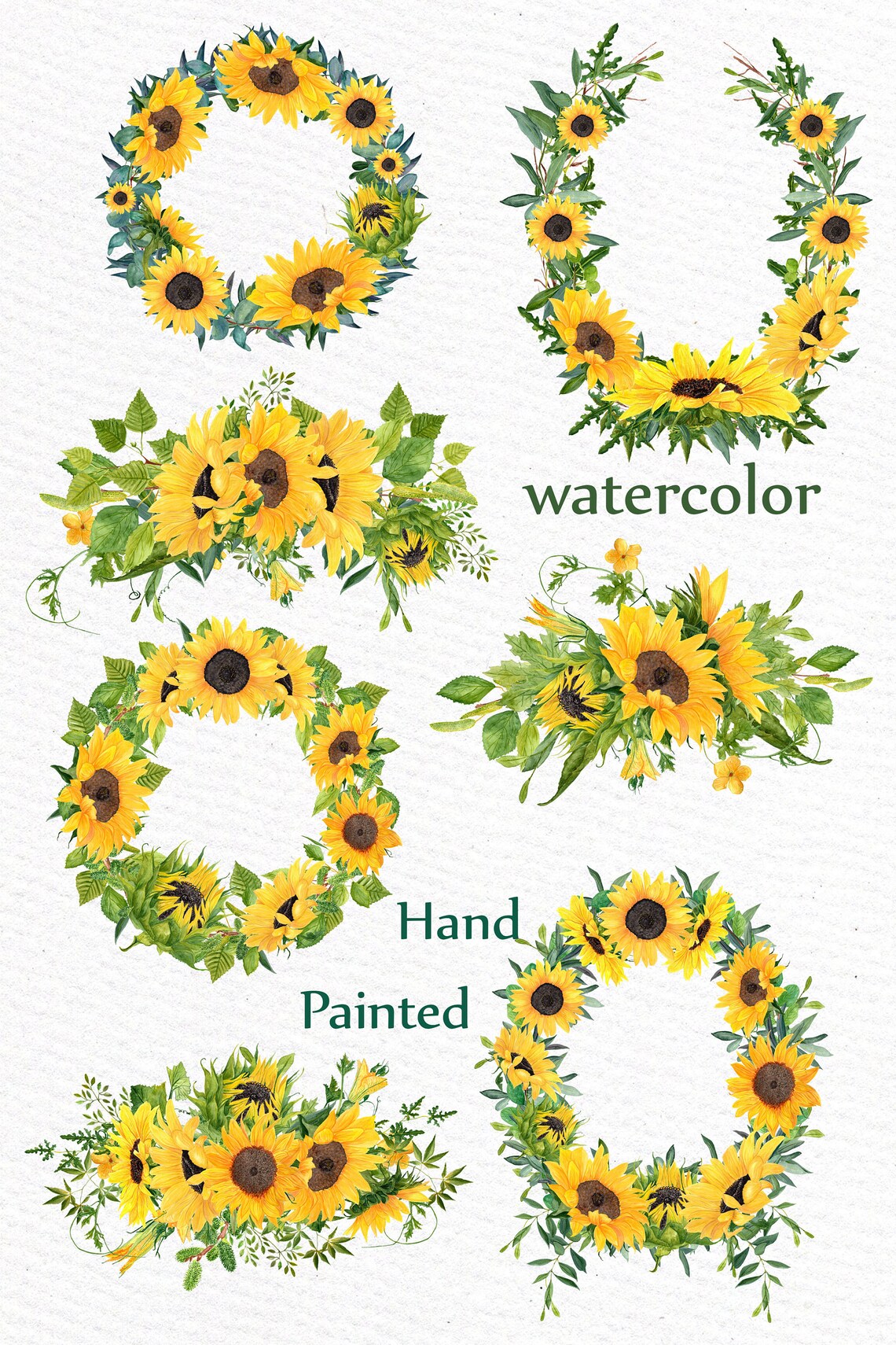 Sunflower Clipart Watercolor Wreath: sunflower - Etsy