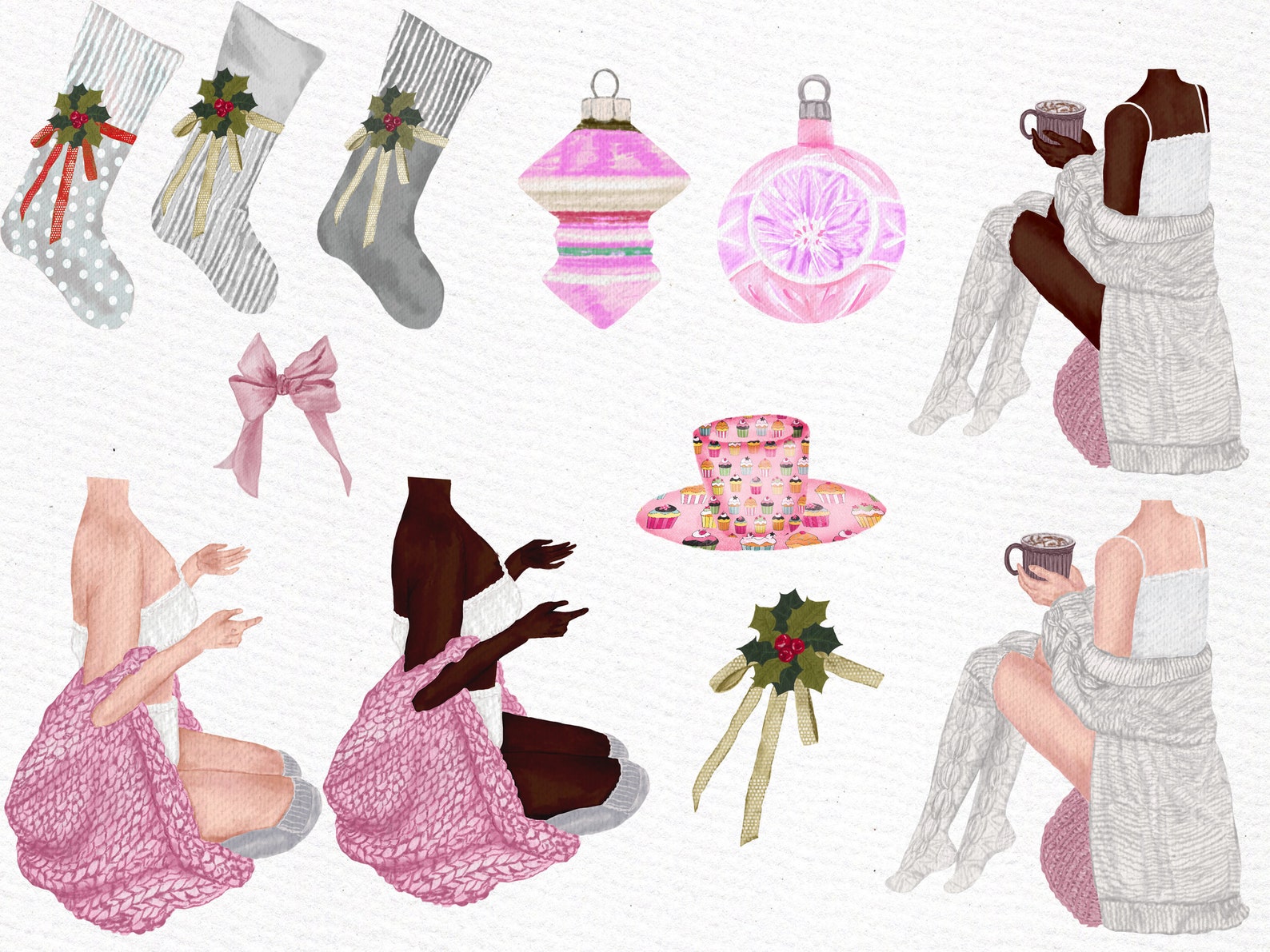 Christmas Girls Clipart: "christmas Clipart" Fireplace Illustration ...