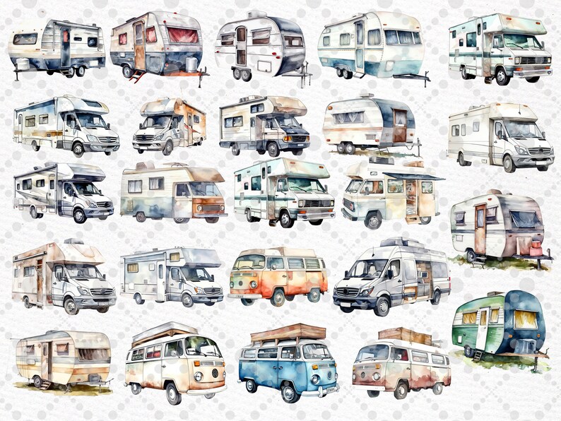 Campervan Clipart: motorhome Clipart House on - Etsy