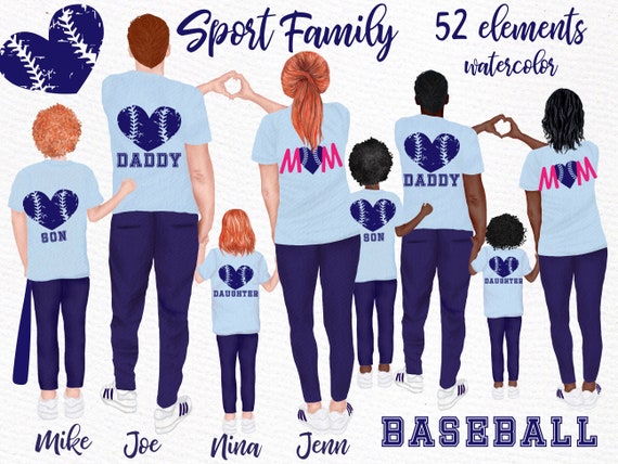 Family Playing Baseball Clipart