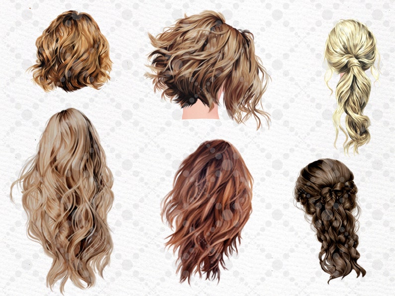Girls Hairstyles Clipart: Long Hair Fashion Planner Graphics (digital ...