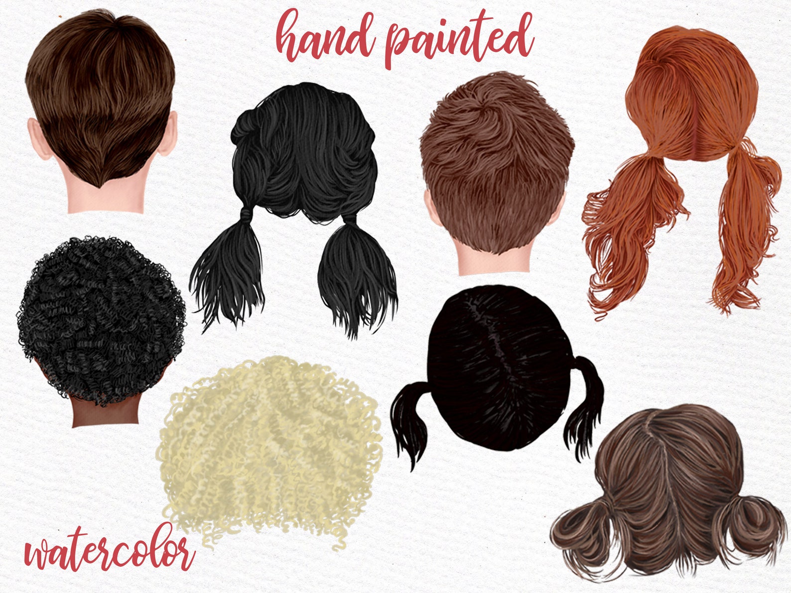 Hairstyles Clipart: kids Clipart Custom Hairstyles - Etsy