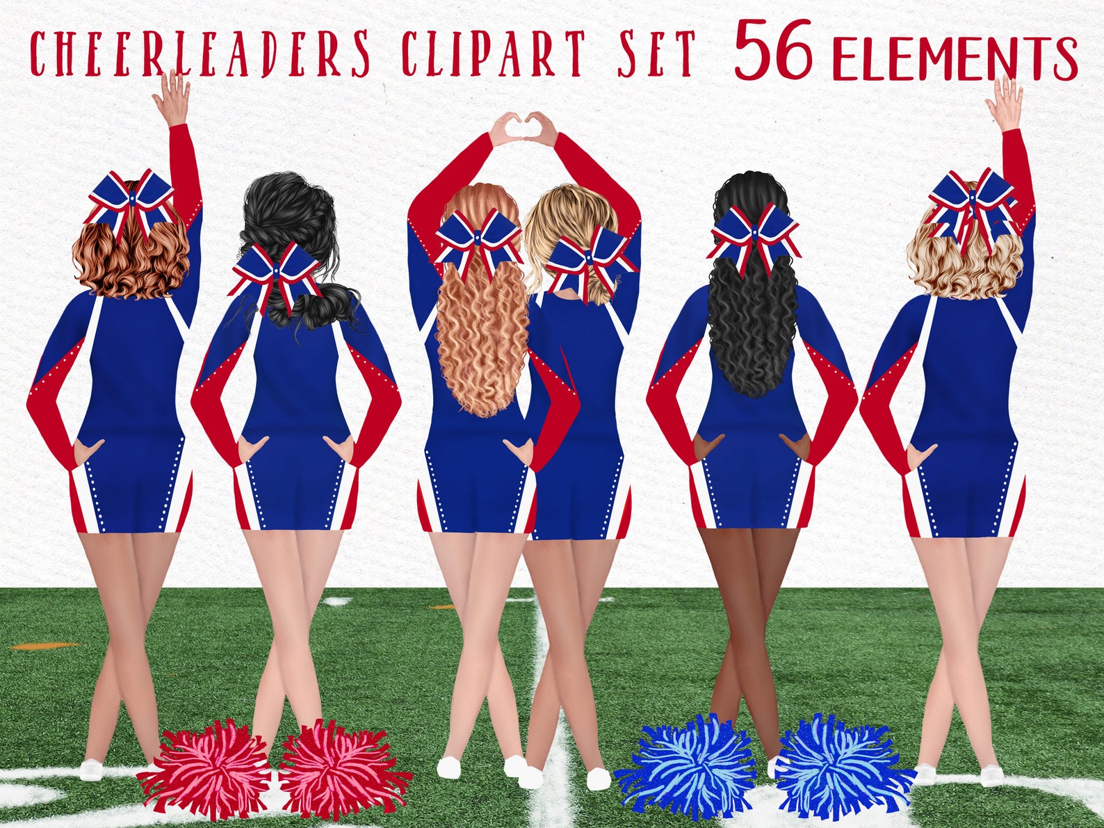 Cheerleaders Bundle Clipart: girls Clipart - Etsy