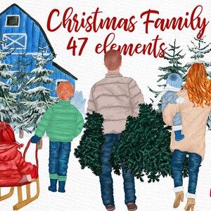 Christmas Clipart: "family Clipart" Winter Family Christmas Cards Pine ...