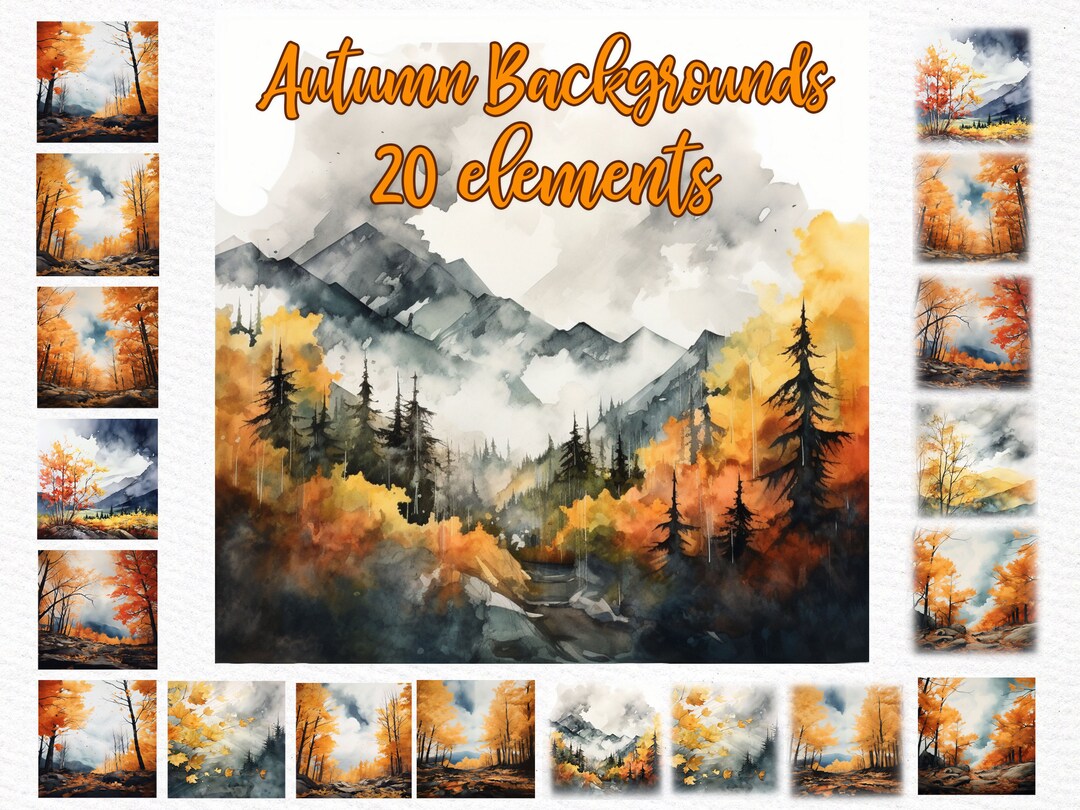 Fall Backgrounds Clipart: "autumn LANDSCAPES Clipart" Watercolor Autumn ...