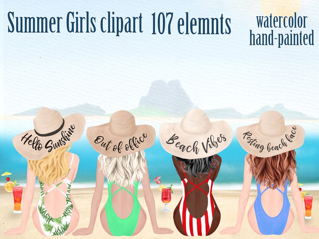 Summer Girls Clipart: "beach GIRLS Clipart" Best Friends Clipart Summer ...