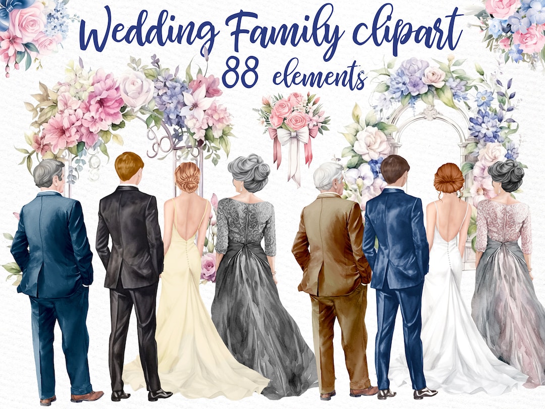 Wedding Family Clipart: bride AND Groom Bride Groom and Parents Married ...