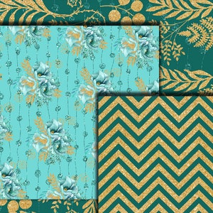 Gold Mint Digital Papers: floral DIGITAL Paper Gold Patterns Floral ...