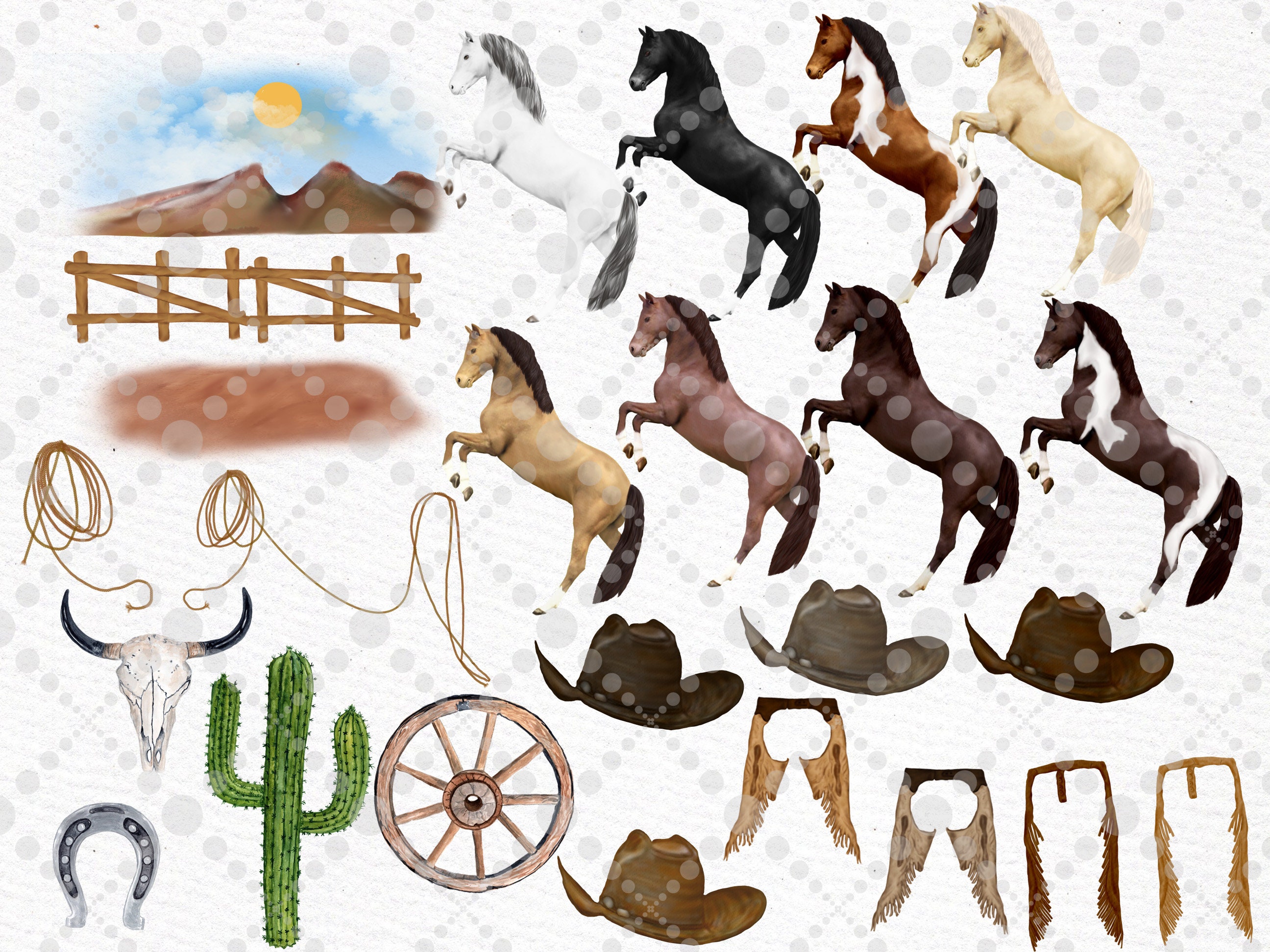 Western Man and Woman Clipart: "horse Clipart" Cowgirls Clipart Cowboy ...