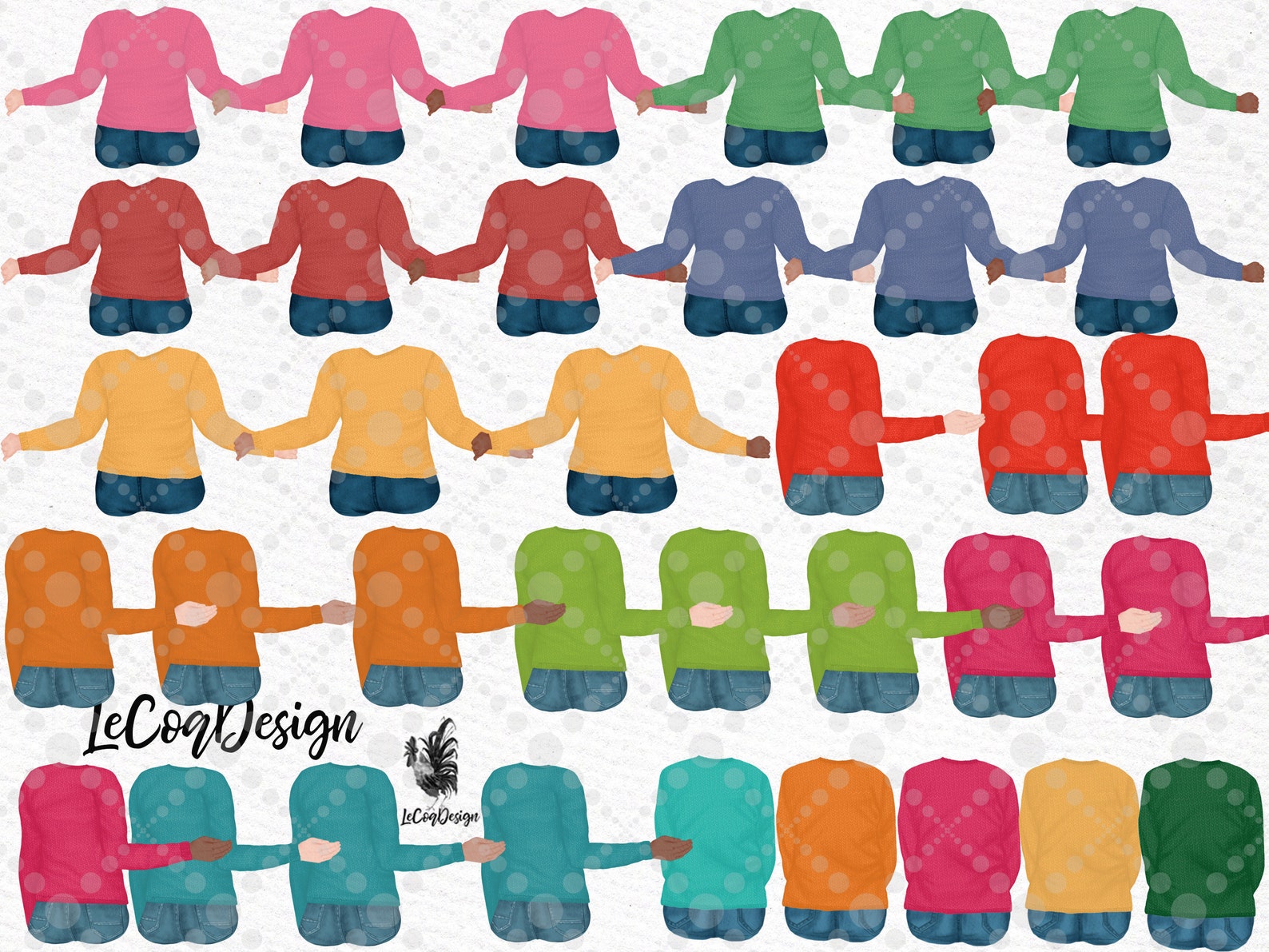 Autumn Best Friends Clipart: girls SITTING Clipart - Etsy