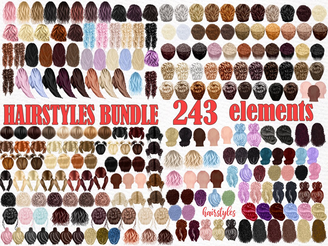 Hairstyles Bundle Clipart: "hairstyles CLIPART Bundle" Family ...