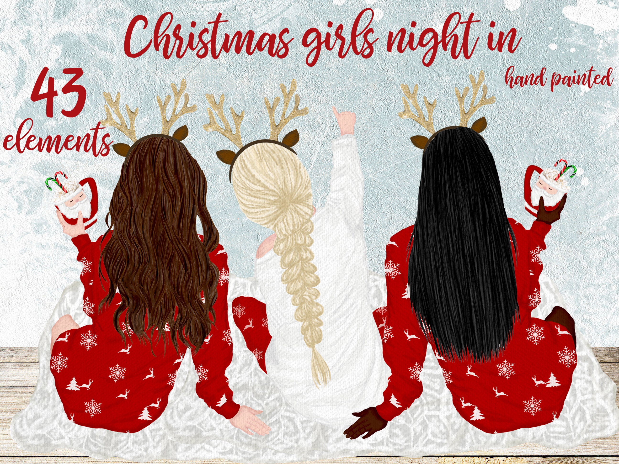 Christmas Girls Clipart: "best FRIEND Clipart" Planner Girls Christmas ...