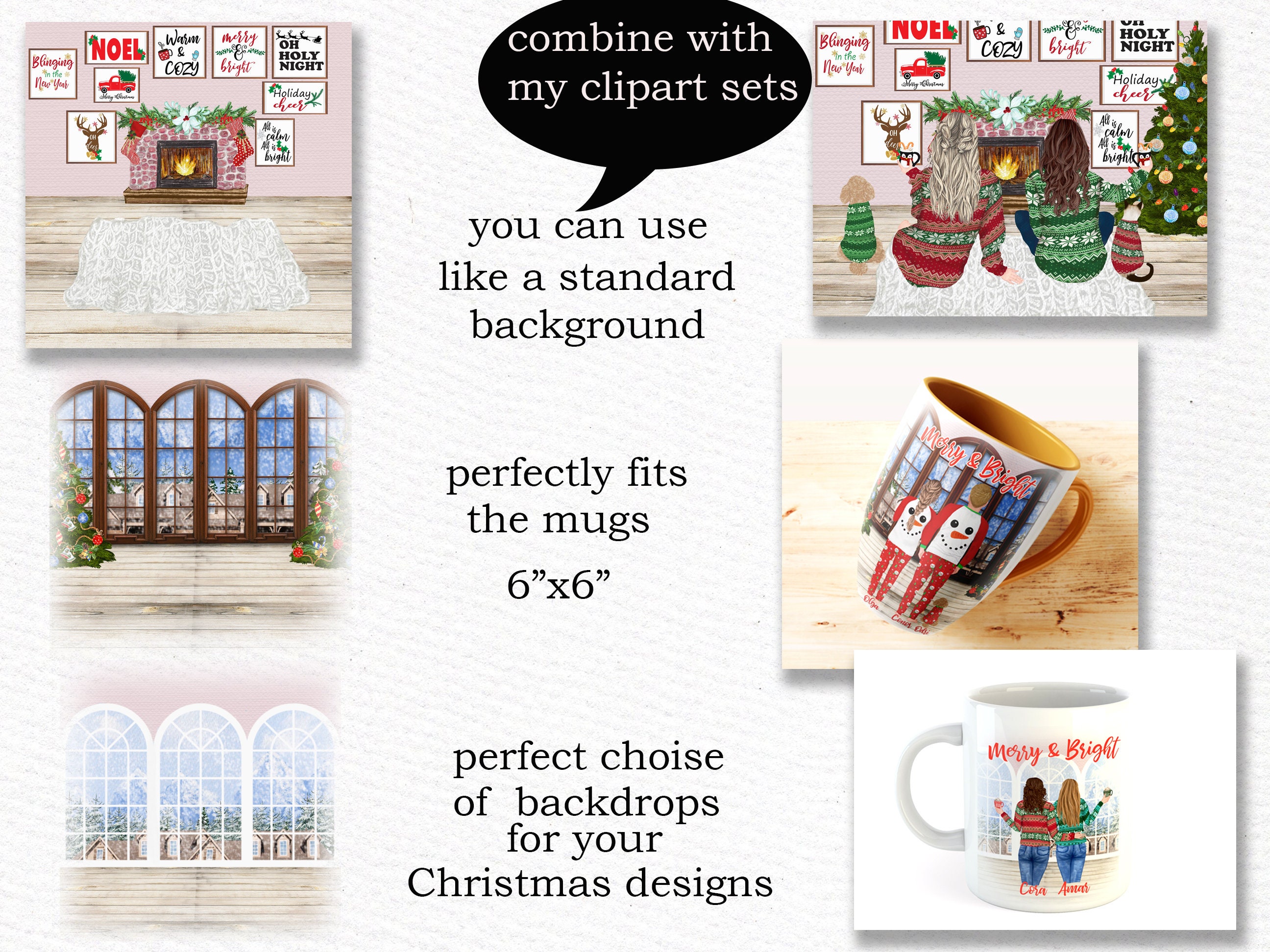 Christmas Background: "holiday Backdrops" Winter Landscapes Mug Design ...