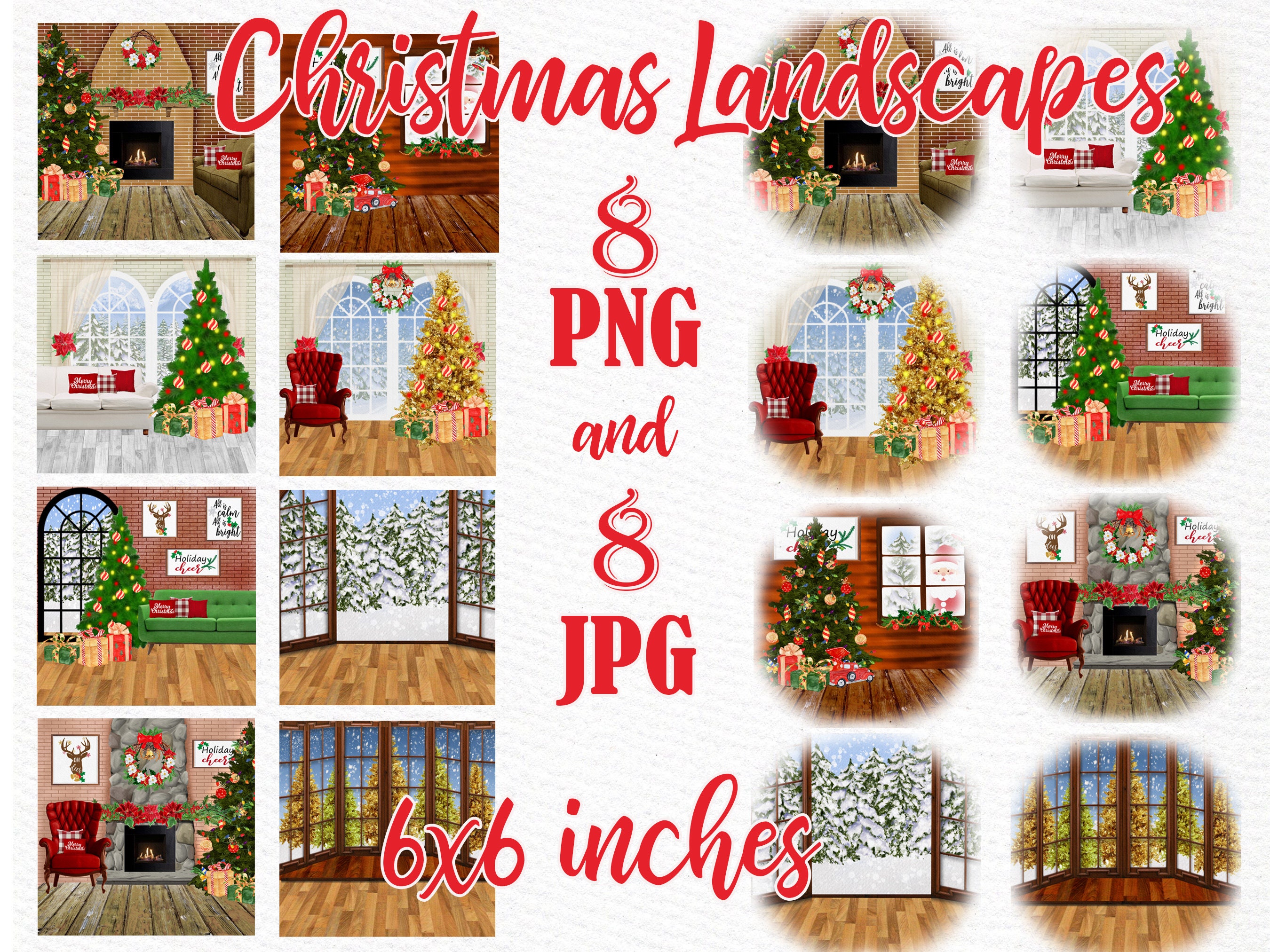 Christmas Background: christmas Scenery Winter - Etsy