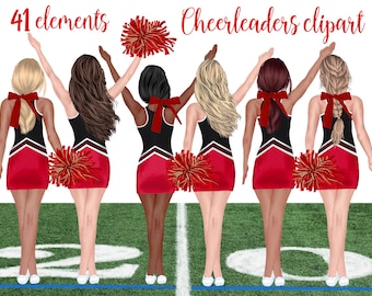 Cheerleaders Bundle Clipart: girls Clipart Watercolor Girls Best ...