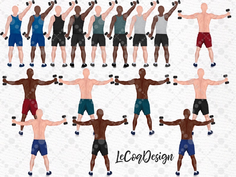 Gym Men Clipart: fitness MEN Clipart Gym Clipart | Etsy