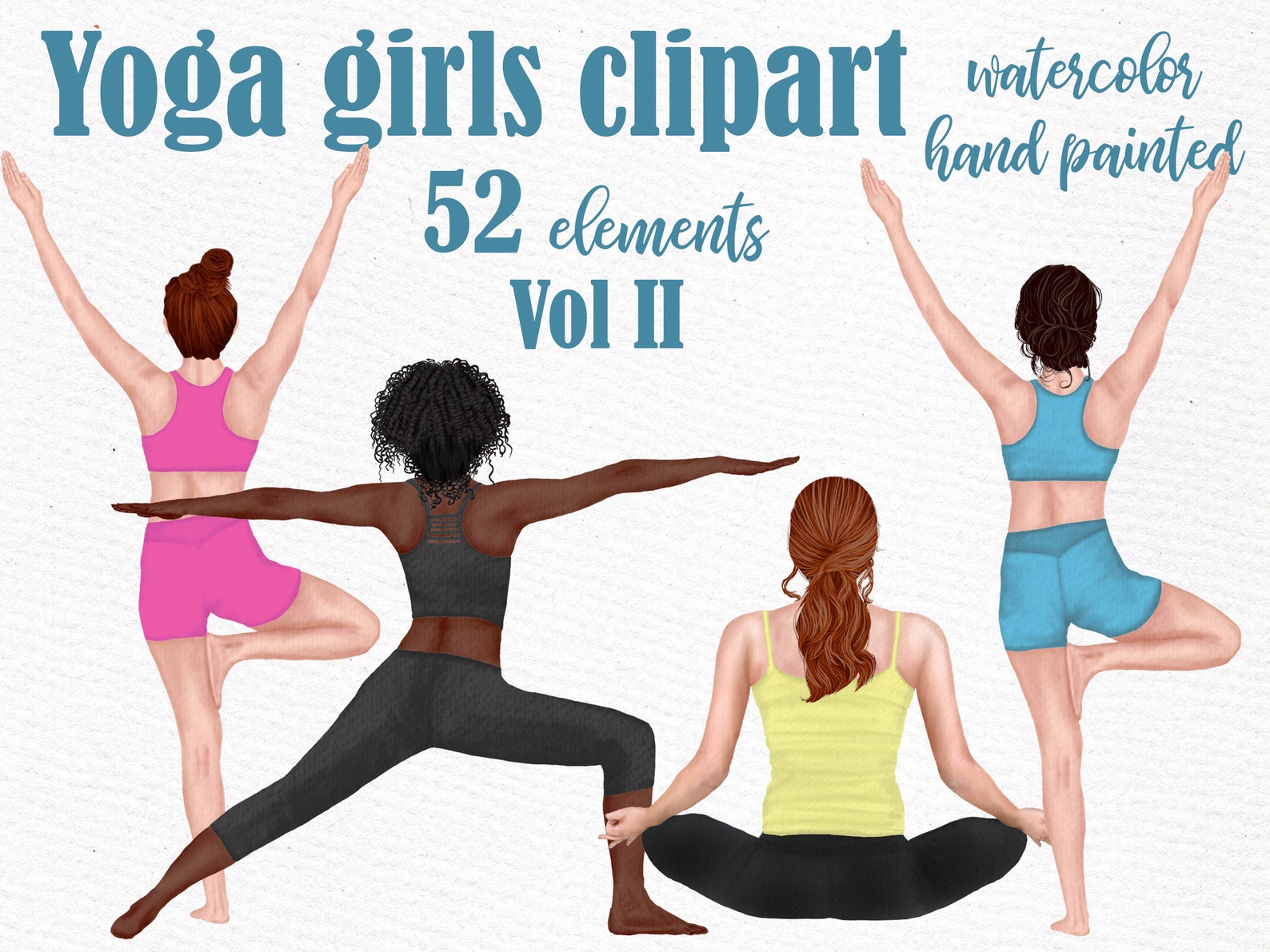 Yoga Girls Clipart: fitness GIRLS Clipart Yoga - Etsy